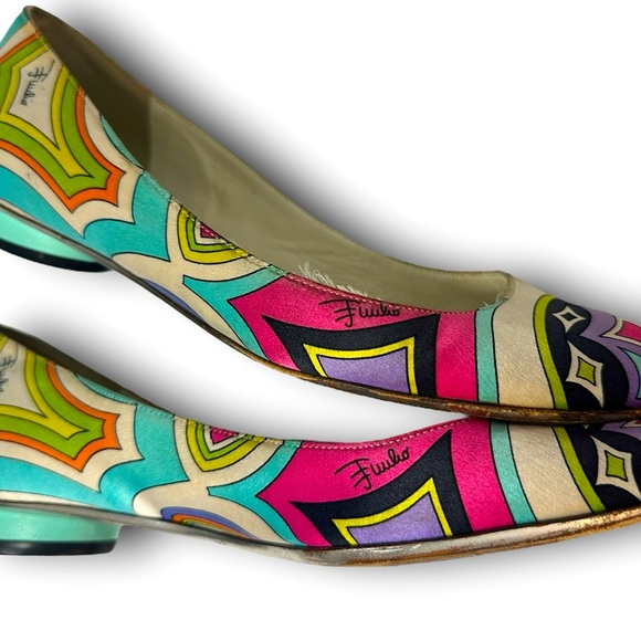Emilio Pucci | Shoes | Vintage Emilio Pucci Silk Colorful Ballet Flats ...